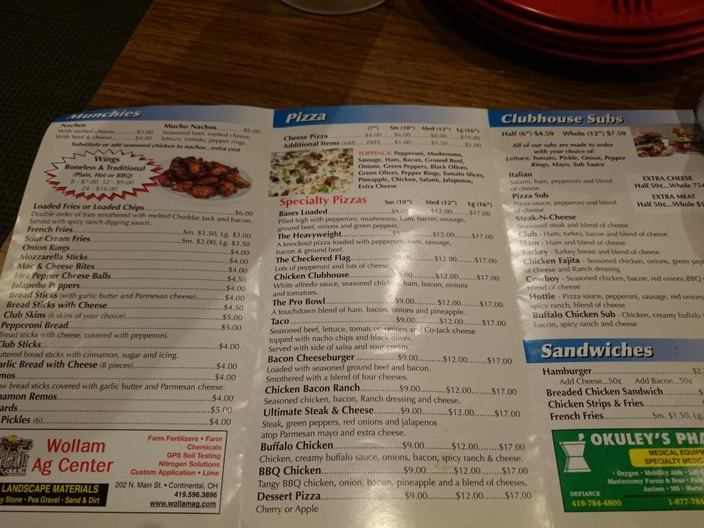 Menu at Clubhouse Pizza Continental, Continental