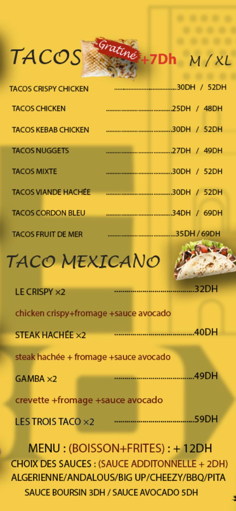 Menu au deli box restaurant, Rabat
