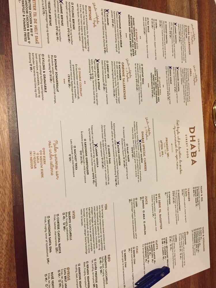 Menu at Dhaba Køge restaurant, Køge