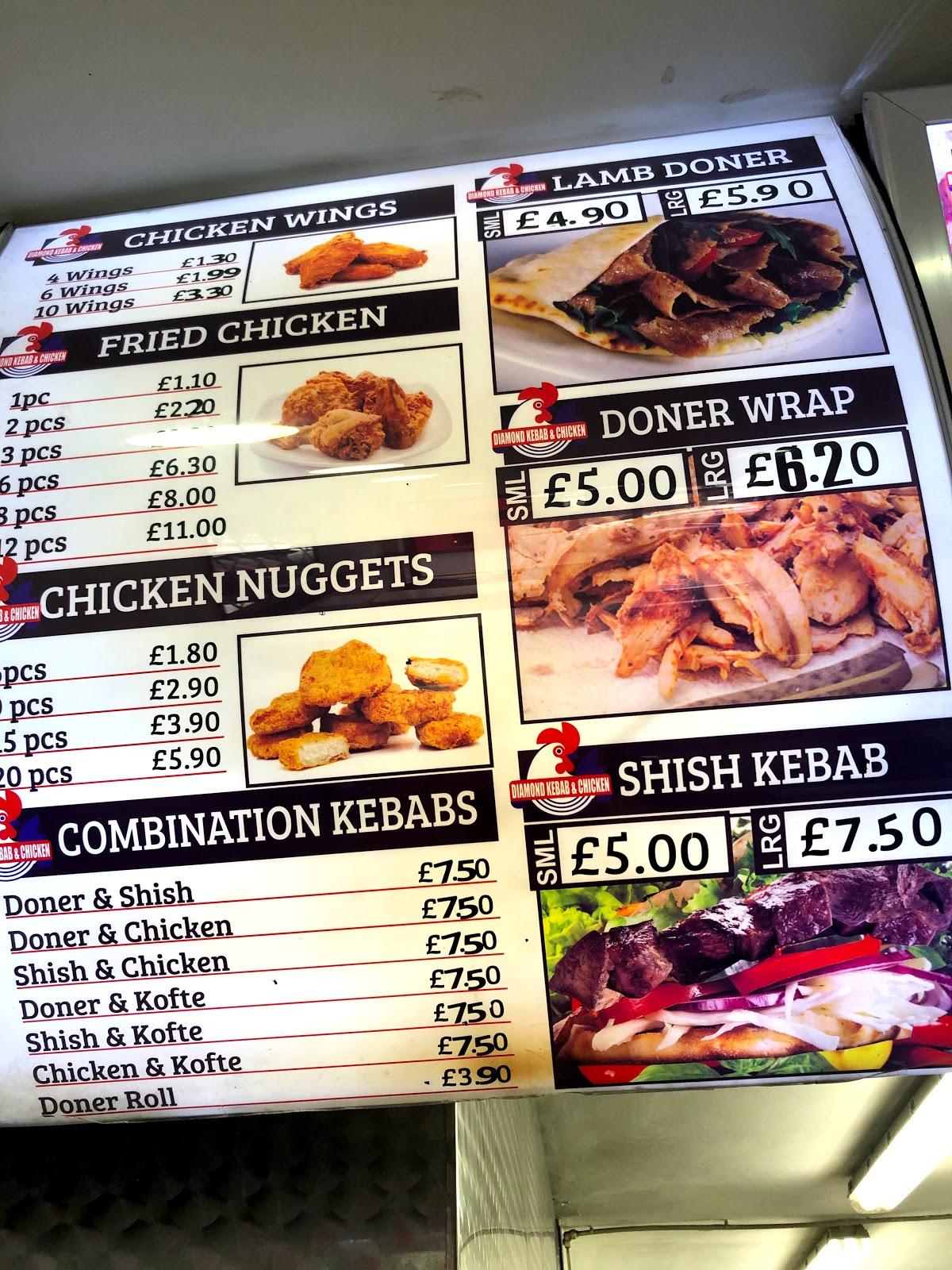 Menu at Diamond Kebab & Chicken restaurant, London