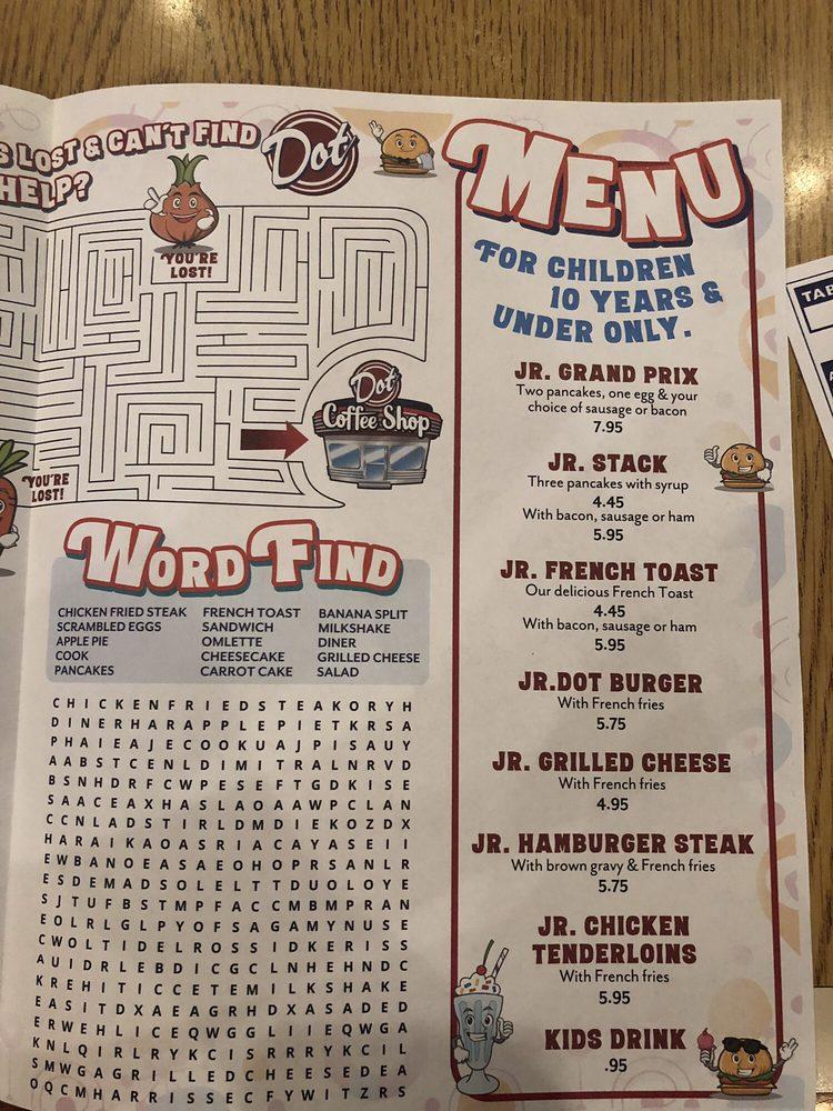Menu at Dot Coffee Shop restaurant, Houston, I-45 S. at Woodridge