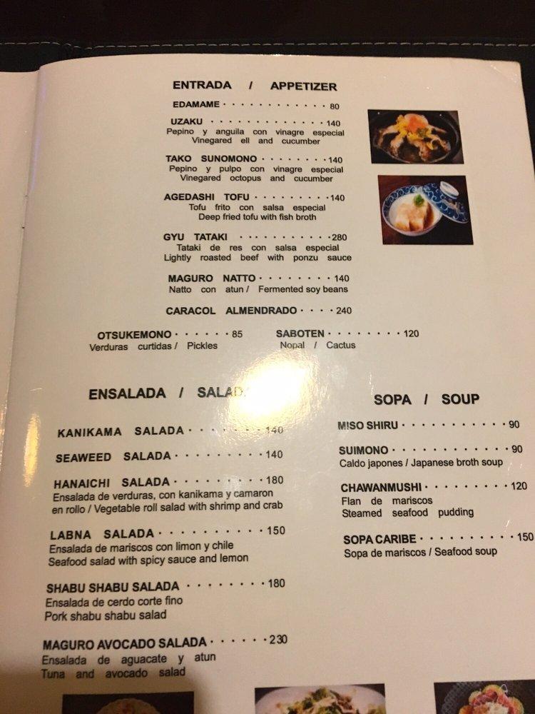 Menu at Hanaichi restaurant, Cancún, Blvd. Kukulcan Km.9-Local 1