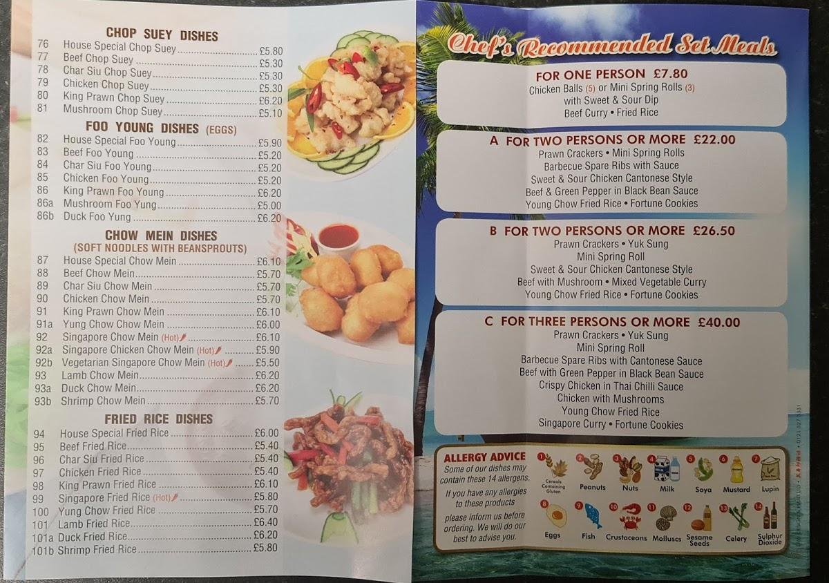 Menu at Hans restaurant, Rowley Regis
