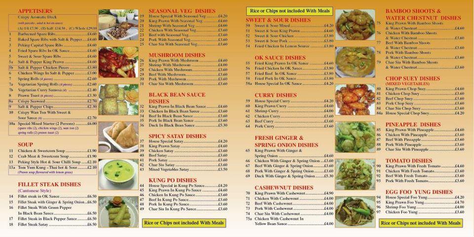 Menu at Rainbow fast food, Pudsey, 48 Town St