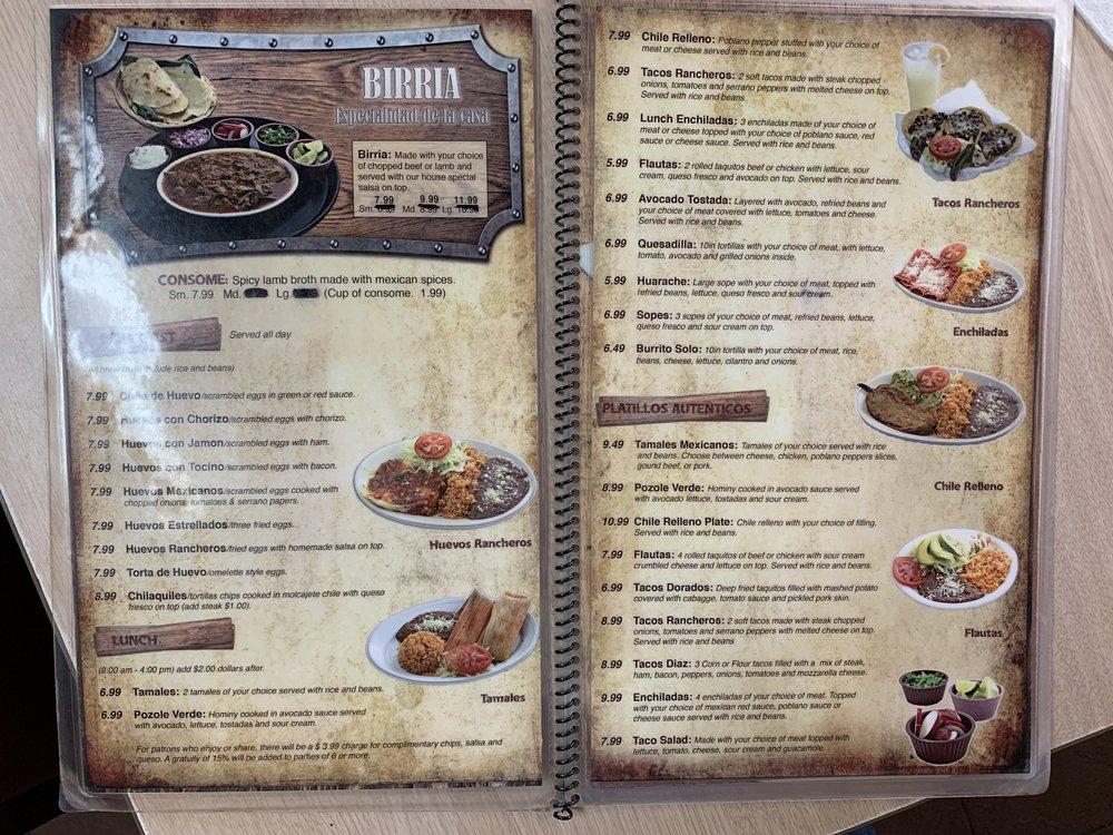 Menu at Birrieria Diaz restaurant, Bethany