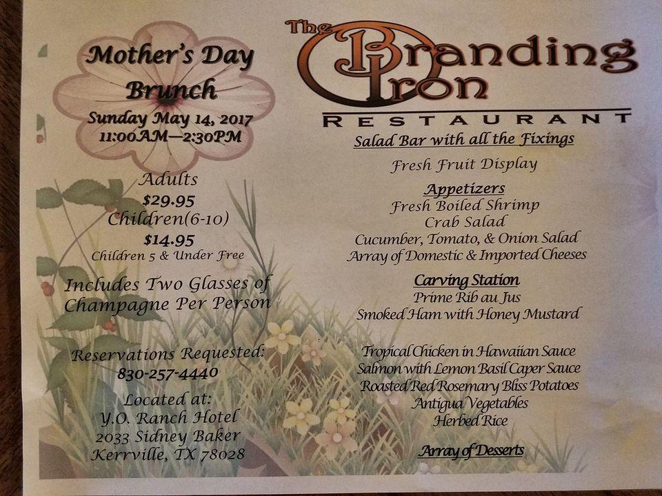 Menu at Branding Iron restaurant, Kerrville