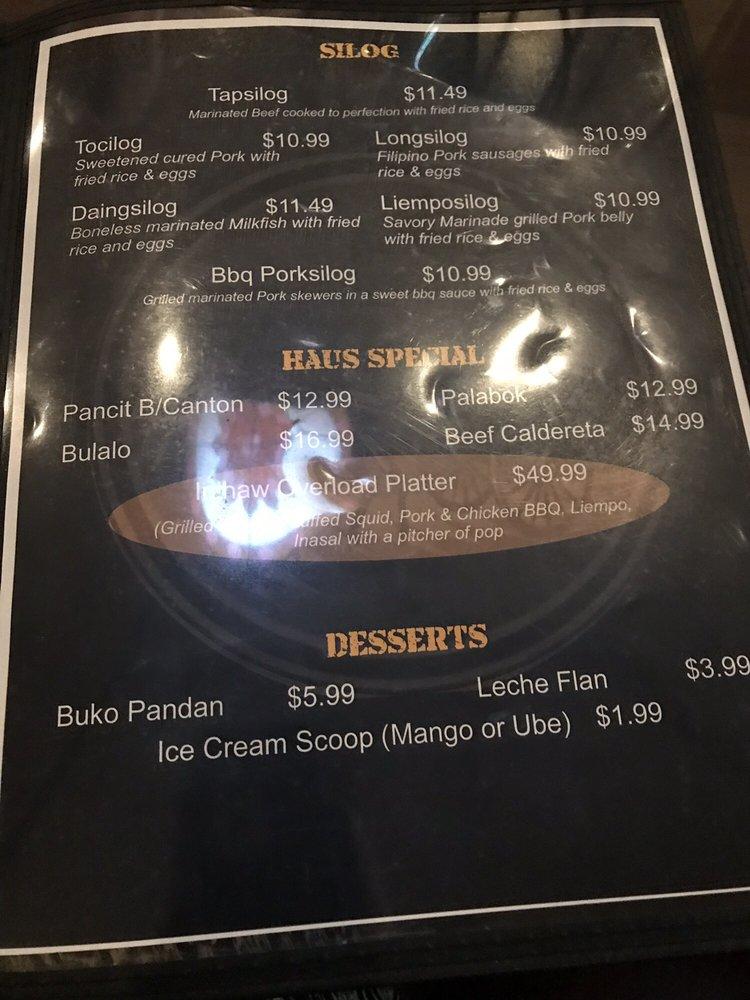 Menu at Intramuros Restobar & Grill, Mississauga