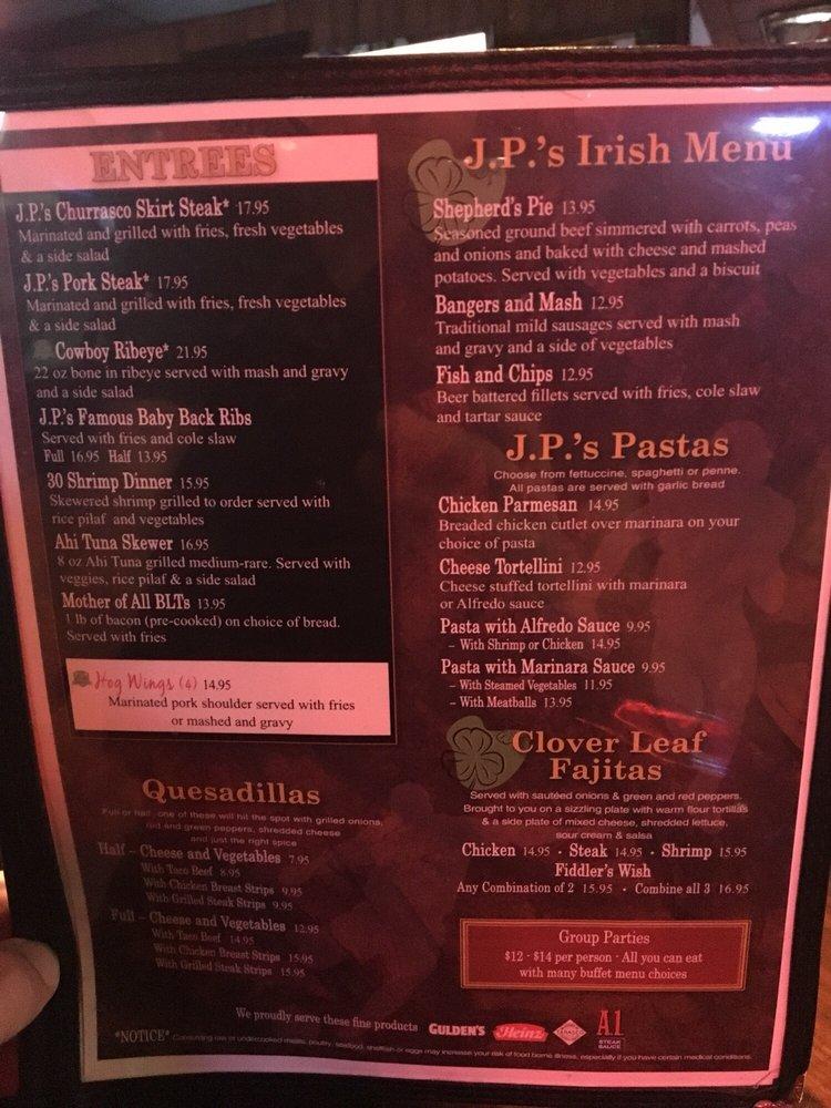 Menu at JP Mulligans pub & bar, Pembroke Pines