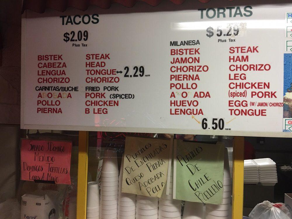 Menu at La Fortuna Bakery, Williams