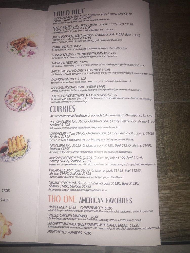Menu at Tho One Thai Eatery restaurant, La Verne