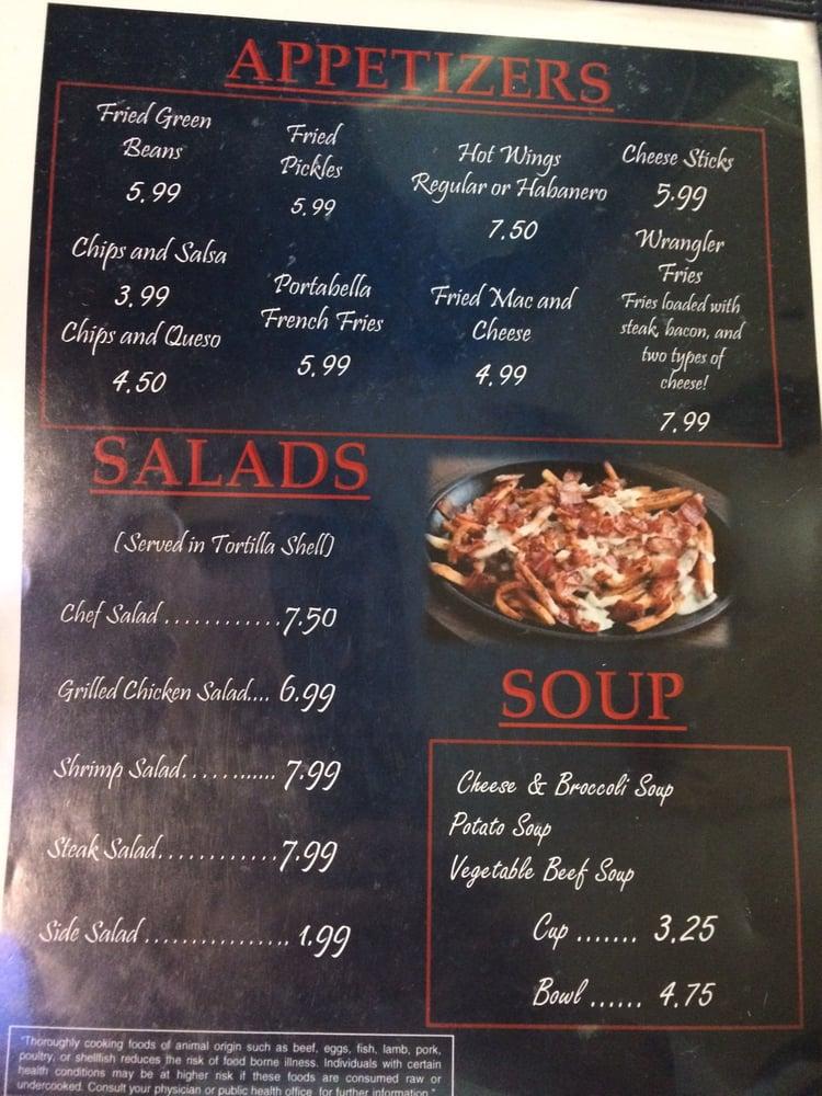 Menu at Banderas steakhouse, El Dorado, 200 W 10th St