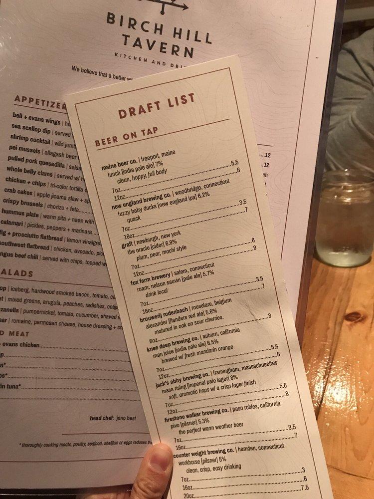 Menu at Birch Hill Tavern pub & bar, Glastonbury