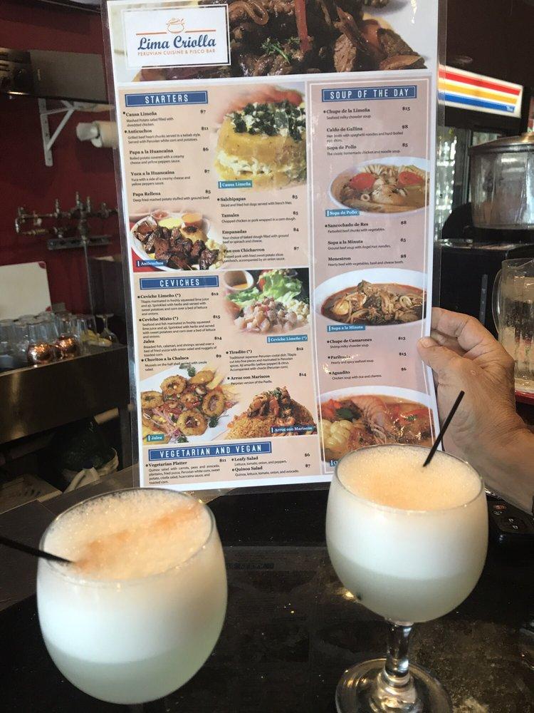 Menu at Lima Criolla restaurant, Austin