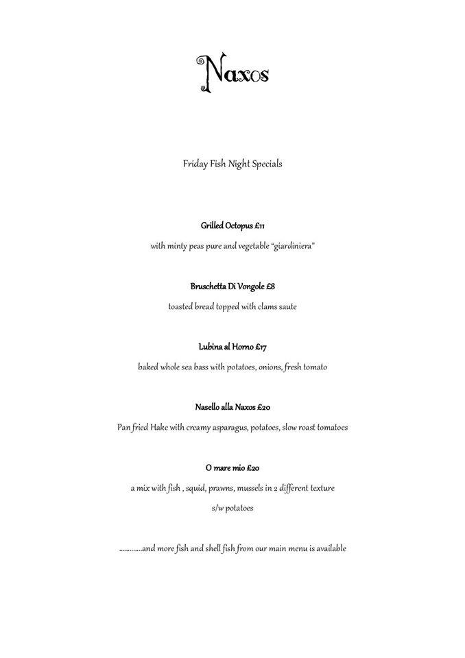 Menu at giardini di NAXOS restaurant, Downham Market