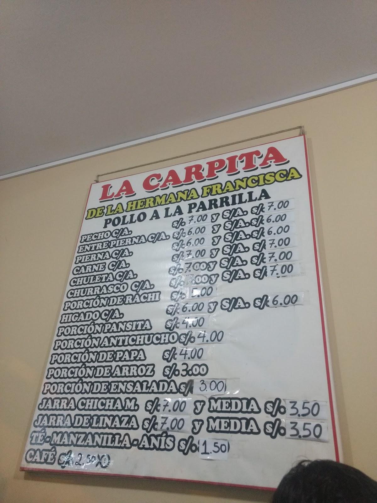 Menu at La Carpita de la Hermana Francisca restaurant, San Juan de ...