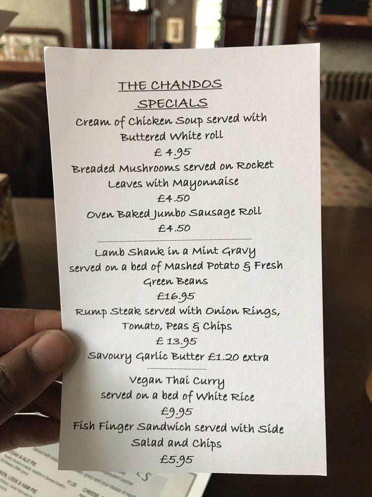 Menu at The Chandos pub & bar, London, 29 St Martin's Ln
