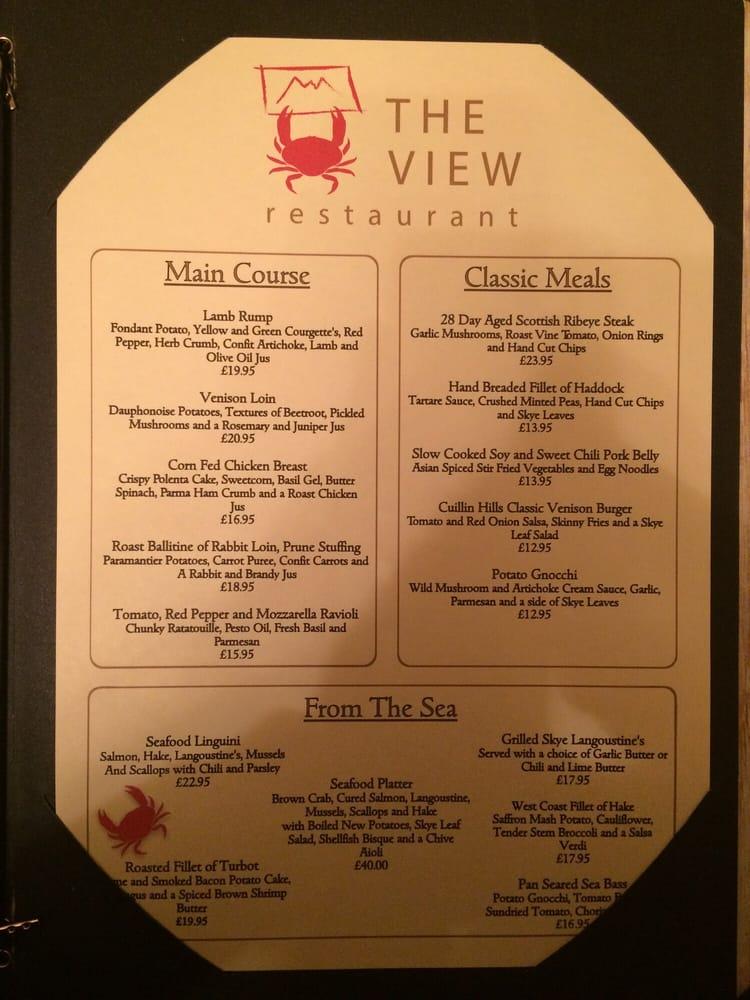 Menu at The View Restaurant, Portree