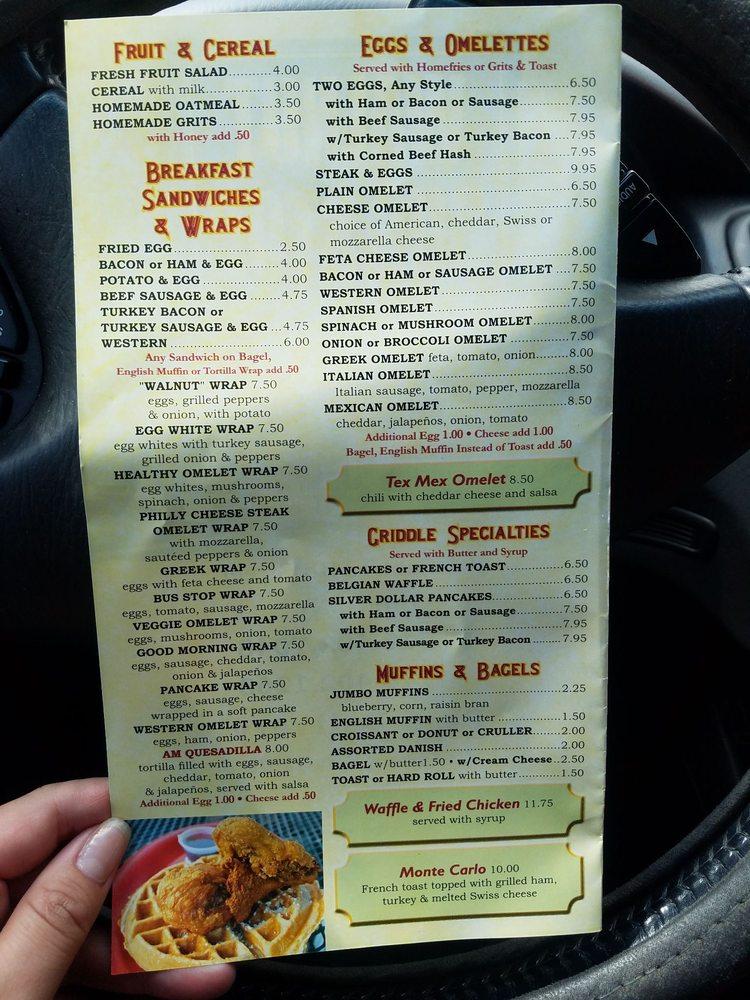 Menu at Walnut Bus Stop restaurant, New York City