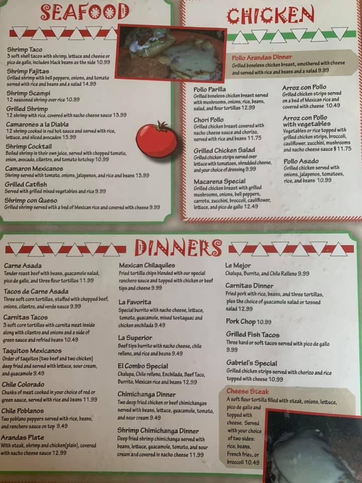 Menu at Arandas Mexican Restaurant, Frankfort