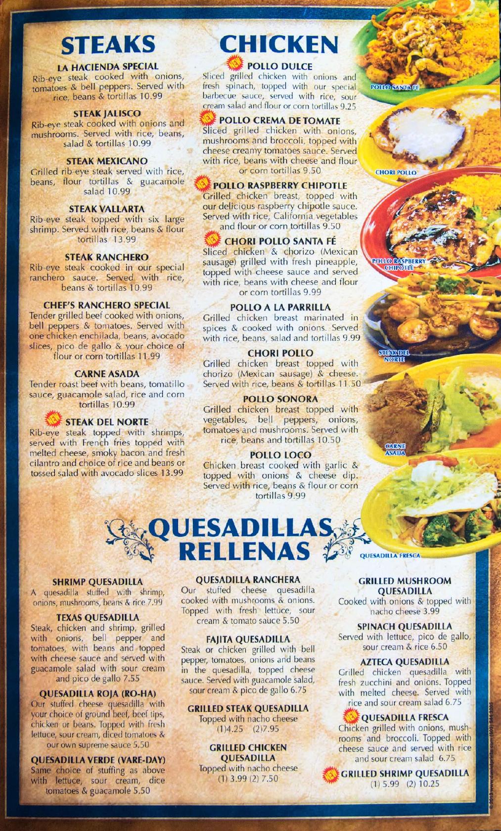 Menu at La Hacienda Mexican Restaurant #3, Asheboro