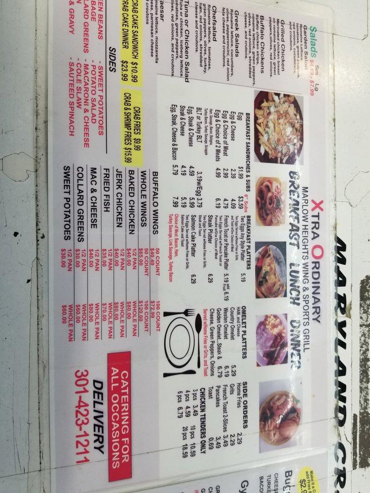 Menu at Marlow Winghouse & Sports Grill pub & bar, Temple Hills