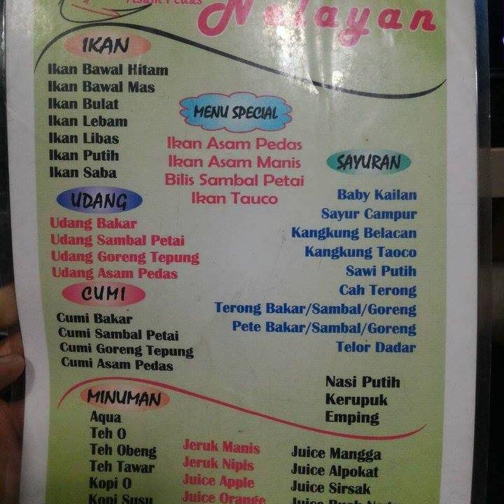 Menu at Nelayan Ikan Bakar & Asam Pedas Nagoya restaurant, Batam ...