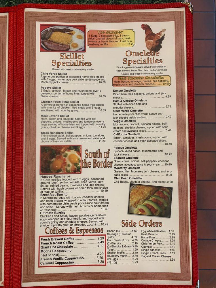 Menu at Red Rooster Cafe, Durham