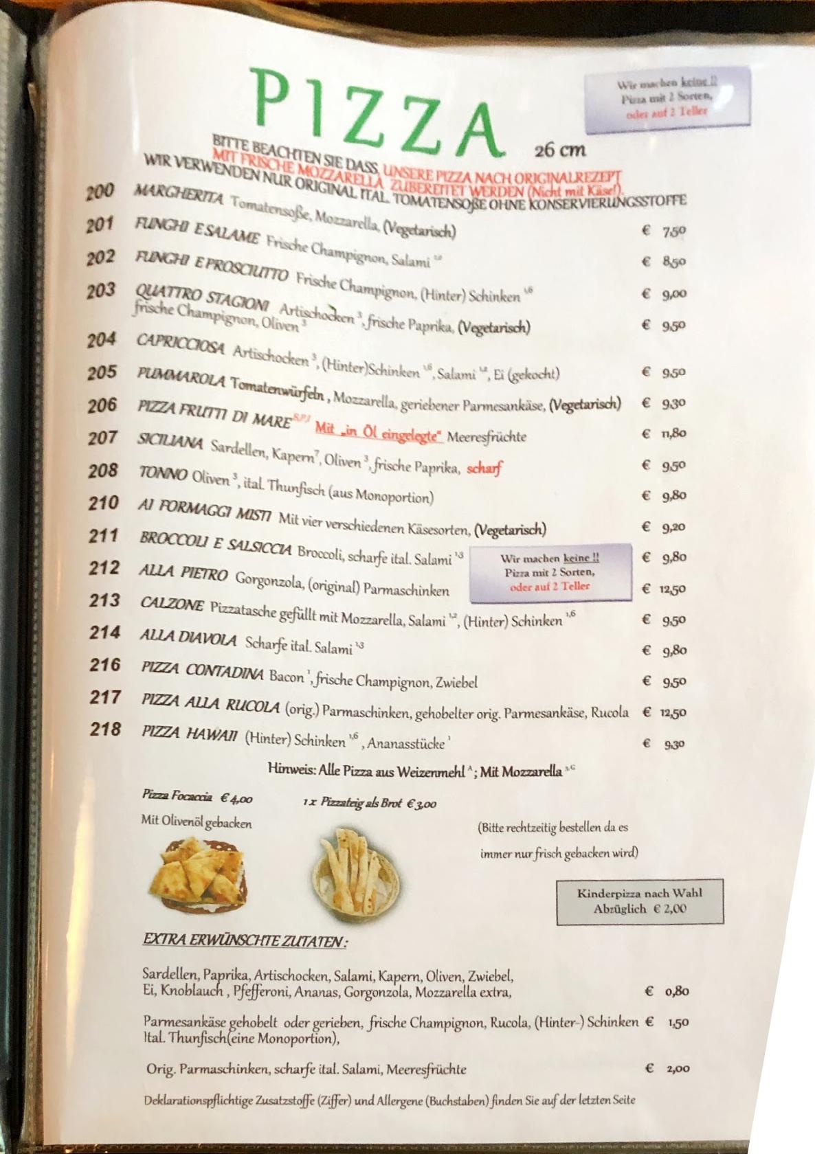 Speisekarte von Ristorante La Pasta pizza, Singen (Hohentwiel ...
