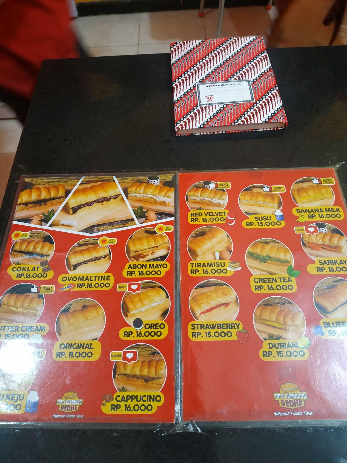 Menu at Roti Gembong Gedhe Serengan, Surakarta