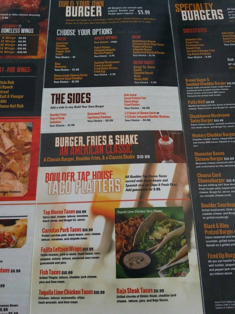 Menu at Boulder Tap House pub & bar, St. Cloud