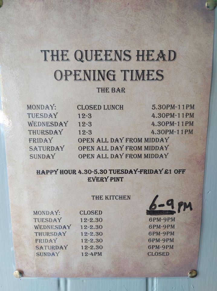 Menu at The Queens Head pub & bar, Eynsham