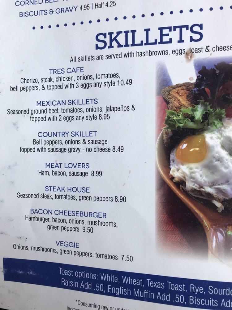 Menu at Tres Cafe, Galesburg