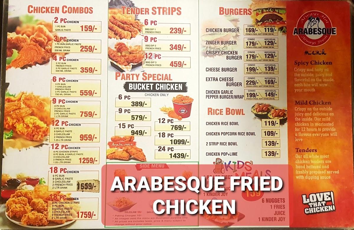 Menu at Arabesque - Fried Chicken Restaurant, Thiruvananthapuram