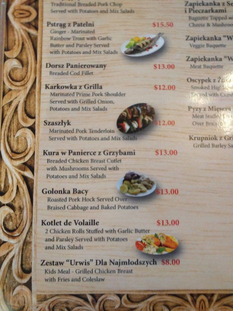 Menu at Bacowka Restaurant, Schaumburg