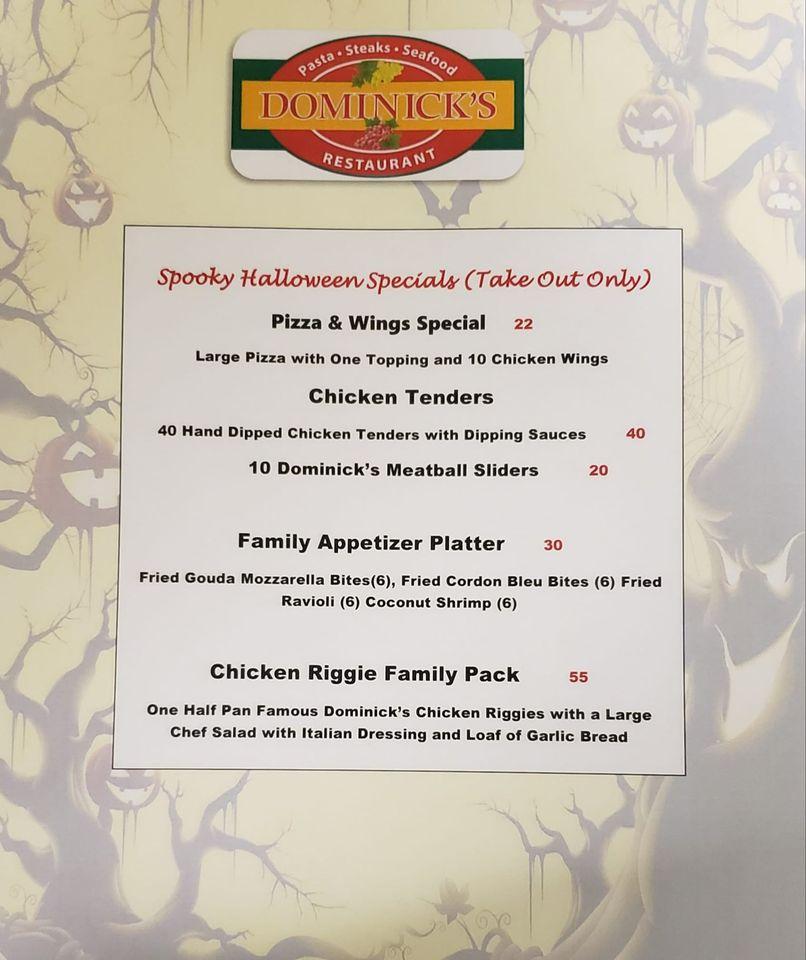 Menu at Dominick's Restaurant, Syracuse, Burnet Ave