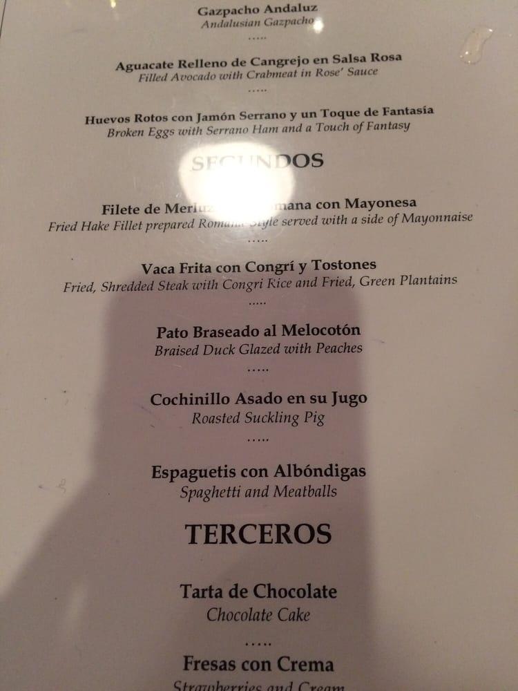 Carta de Jamon Iberico Pata Negra Restaurant, Miami