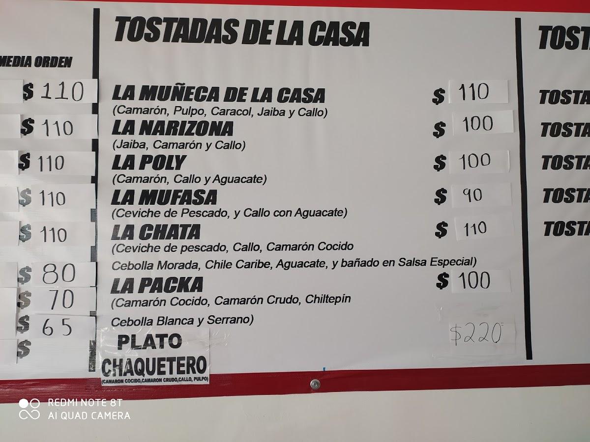Menu at Mariscos El Muñeco restaurant, Navojoa