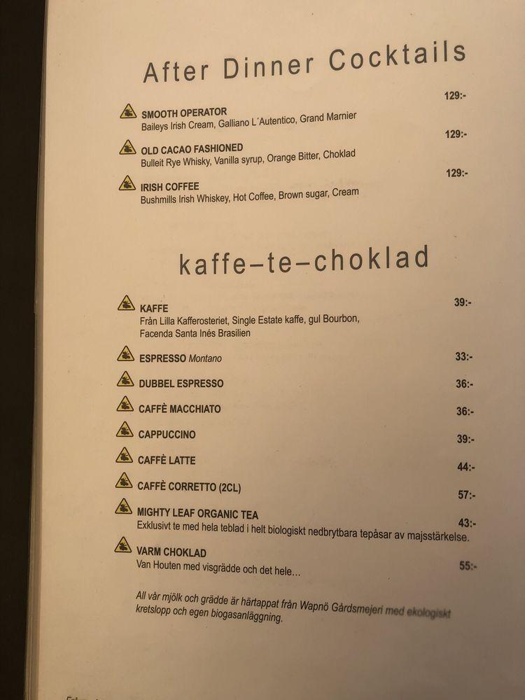 Menu at Moosehead pub & bar, Malmö