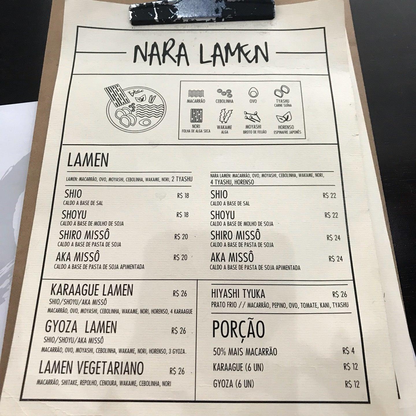 Menu em Nara Lamen restaurante, São Paulo