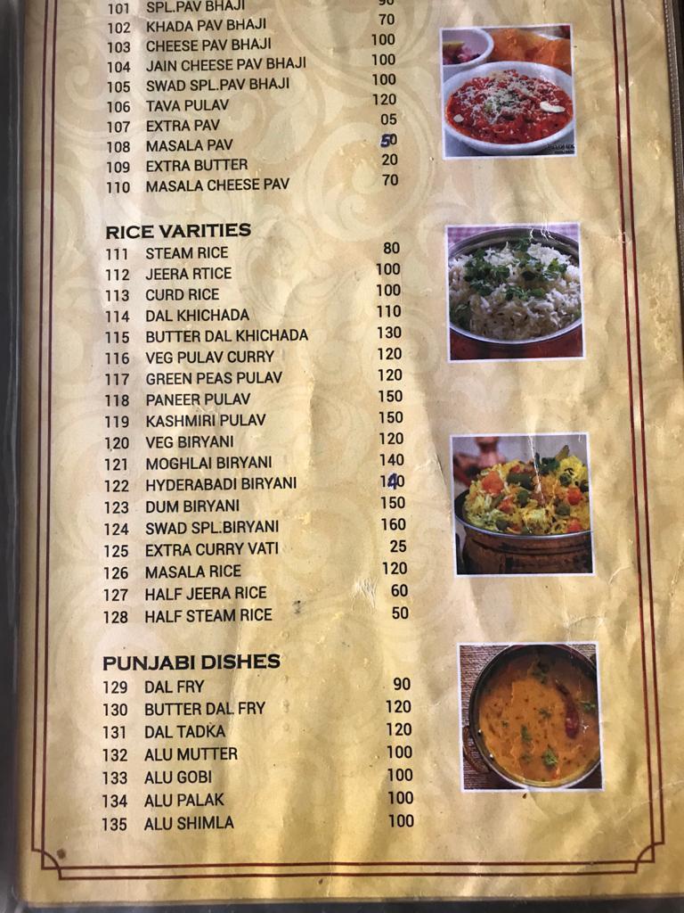 Menu at Swad Veg Restaurant, Nashik, Shop No: 19