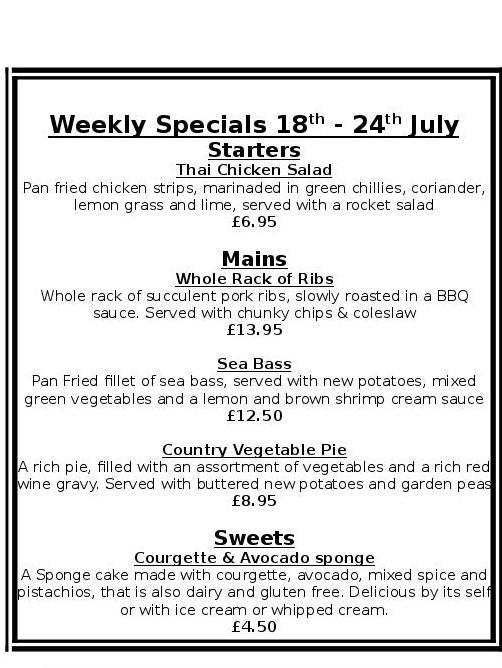 Menu at The Benllech pub & bar, Benllech