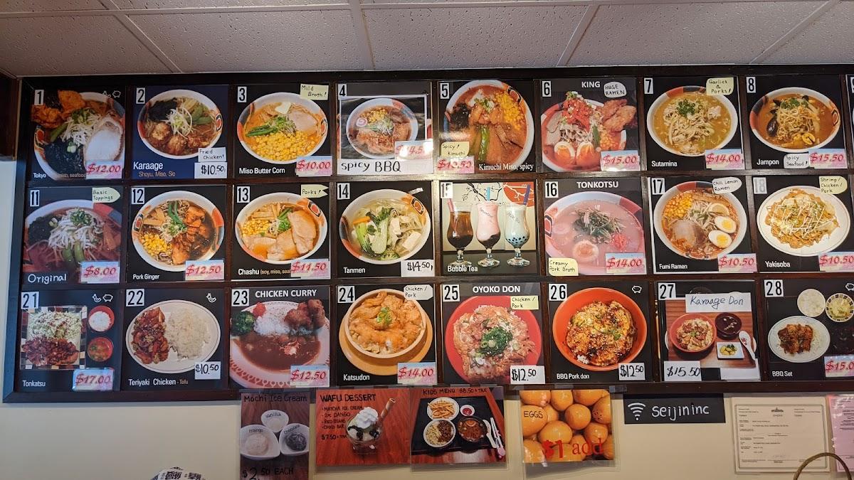 Menu at Tokyo ramen restaurant, Fredericton