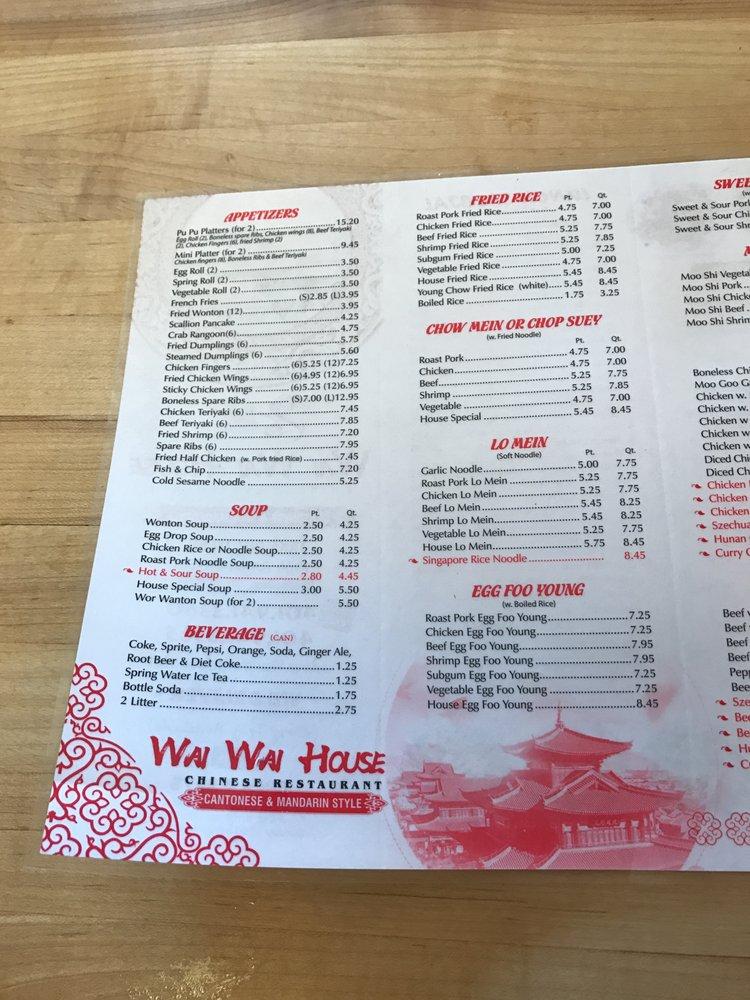 Menu at Wai Wai House restaurant, Cranston