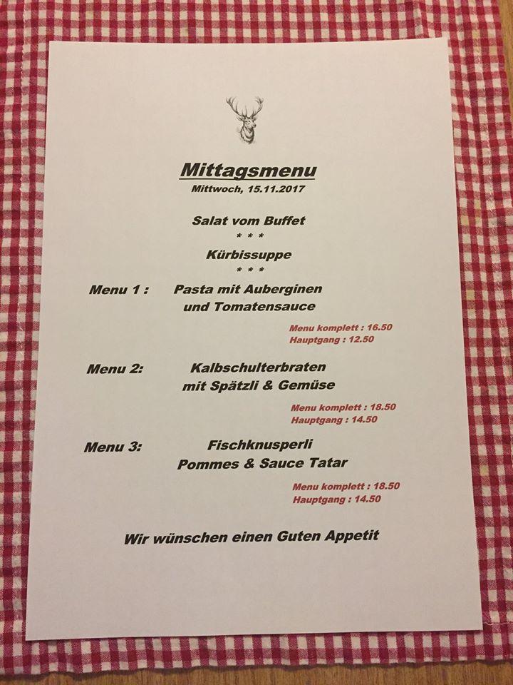 Speisekarte von Hirschgarten, Saint Gallen
