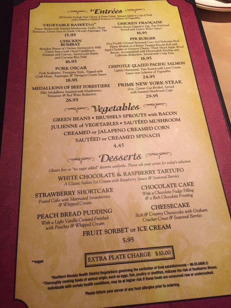 Menu at Primarily Prime Rib steakhouse, Las Vegas, Las Vegas Blvd S