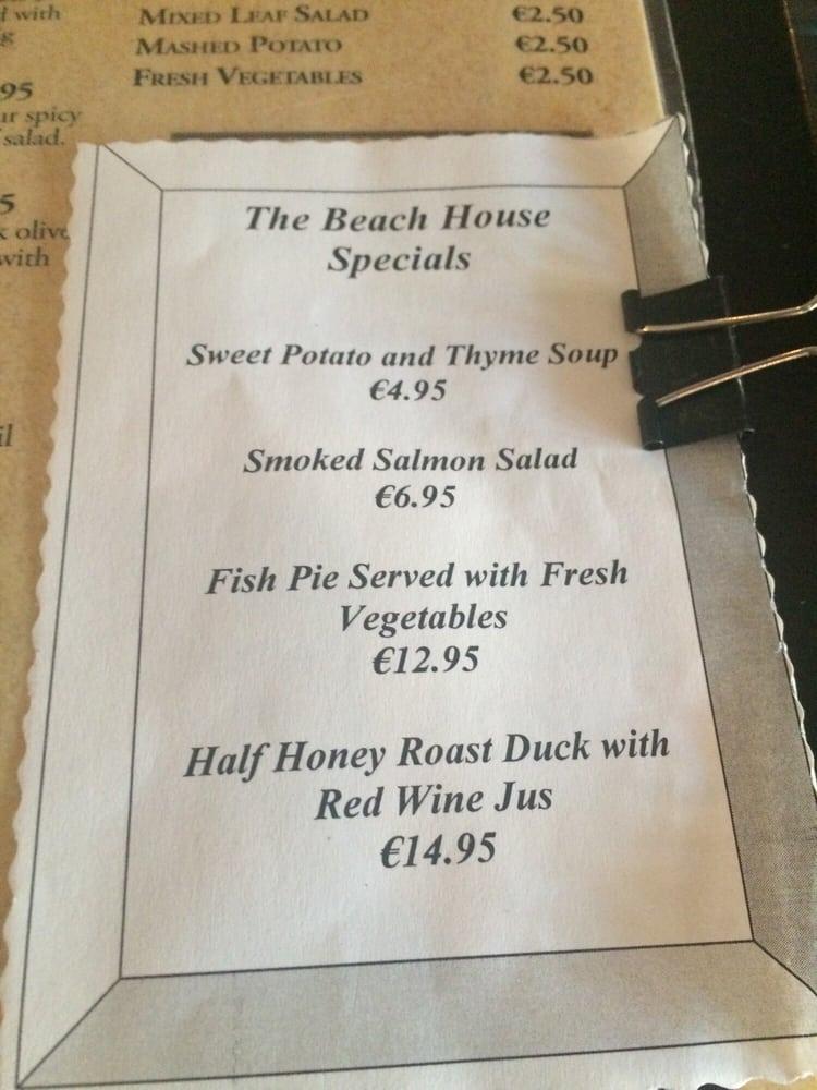 Menu at The Beach House pub & bar, Greystones, The Harbour