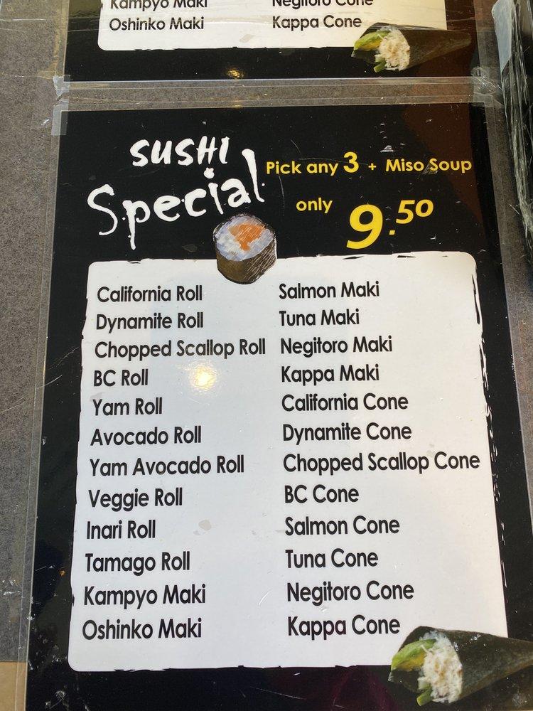 Menu at Sushi Man restaurant, North Vancouver