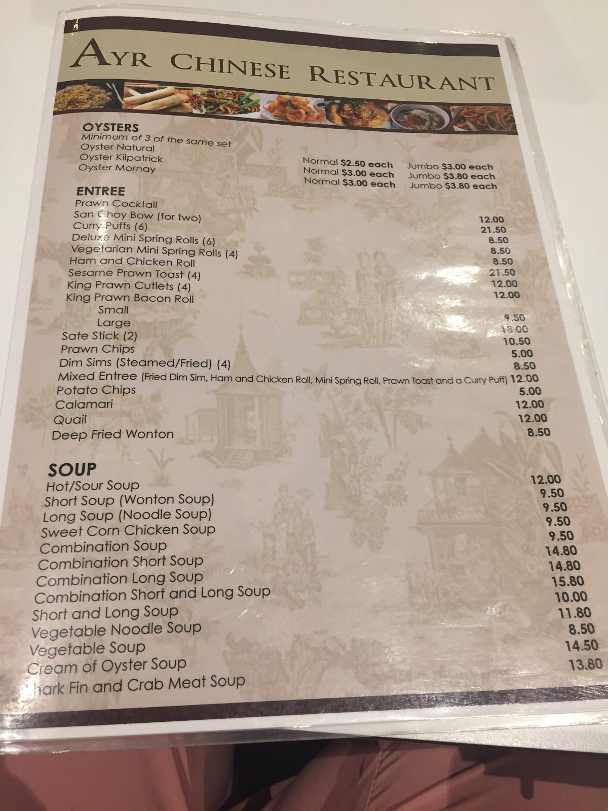 Menu at Ayr Chinese Restaurant, Ayr