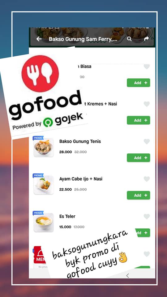 Menu at Bakso Gunung Jodoh restaurant, Batam, Jl. Duyung