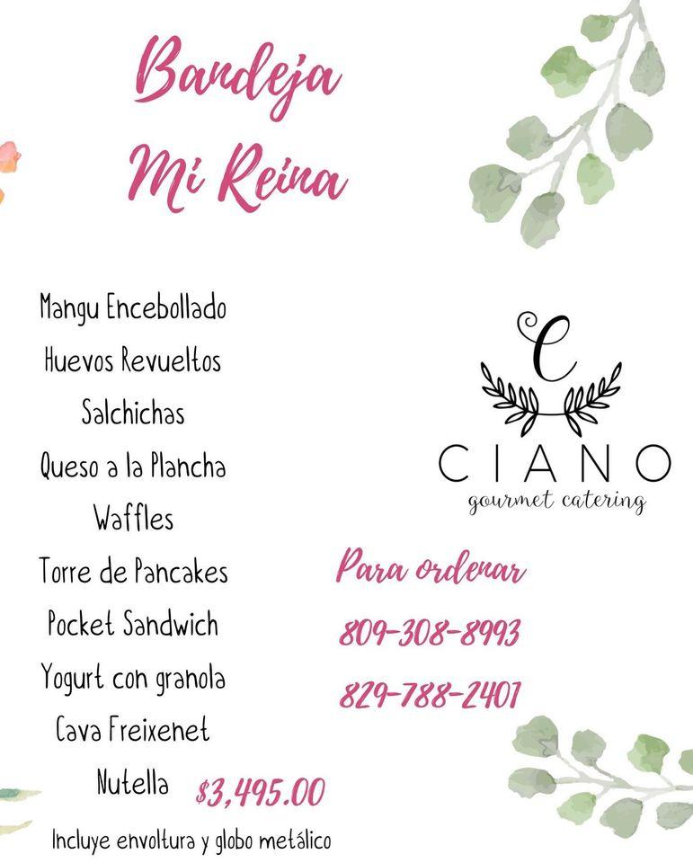 Carta del restaurante Ciano Gourmet, Santo Domingo